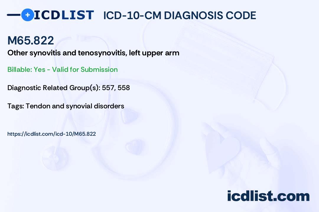 ICD-10-CM Diagnosis Code M65.822 - Other synovitis and tenosynovitis ...