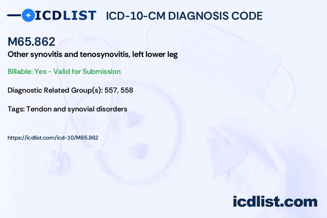 ICD-10-CM Diagnosis Code M65.862 - Other synovitis and tenosynovitis ...