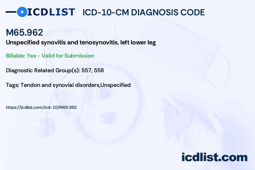 ICD-10-CM Diagnosis Code M65.962 - Unspecified synovitis and ...