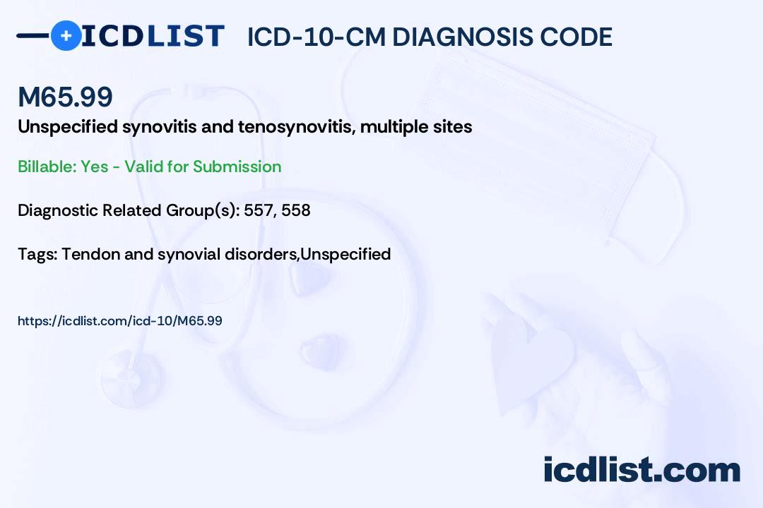 ICD-10-CM Diagnosis Code M65.99 - Unspecified synovitis and ...