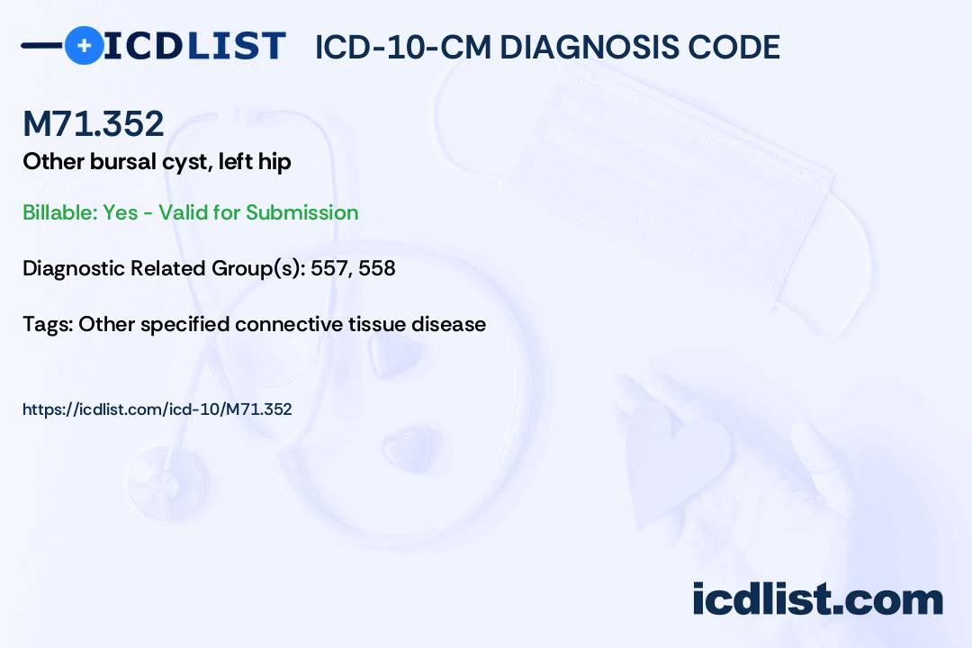 ICD-10-CM Diagnosis Code M71.352 - Other bursal cyst, left hip
