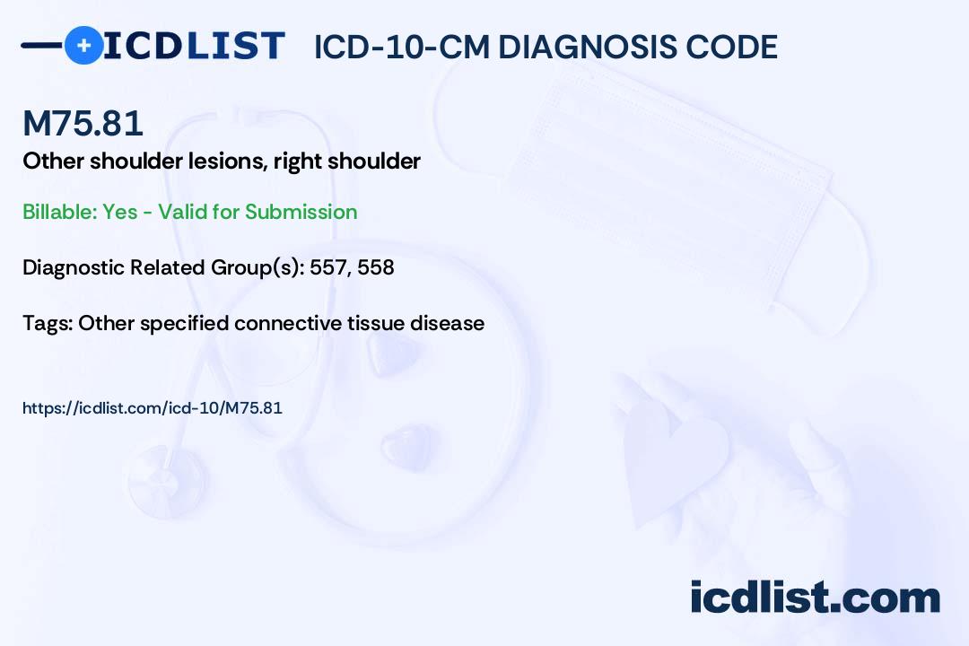 ICD-10-CM Diagnosis Code M75.81 - Other shoulder lesions, right shoulder