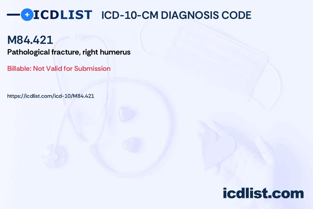 ICD-10-CM Diagnosis Code M84.421 - Pathological fracture, right humerus