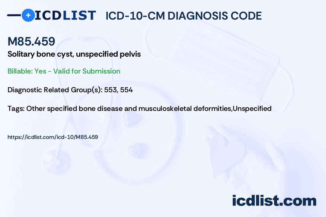 ICD-10-CM Diagnosis Code M85.459 - Solitary bone cyst, unspecified pelvis