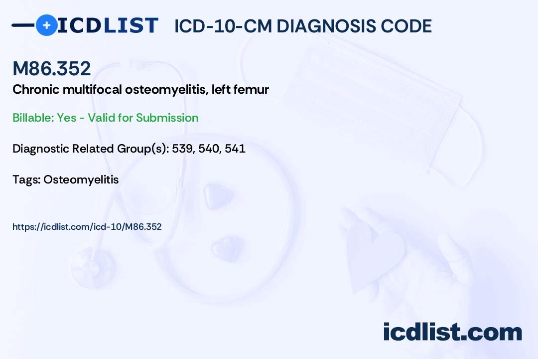 ICD-10-CM Diagnosis Code M86.352 - Chronic multifocal osteomyelitis ...