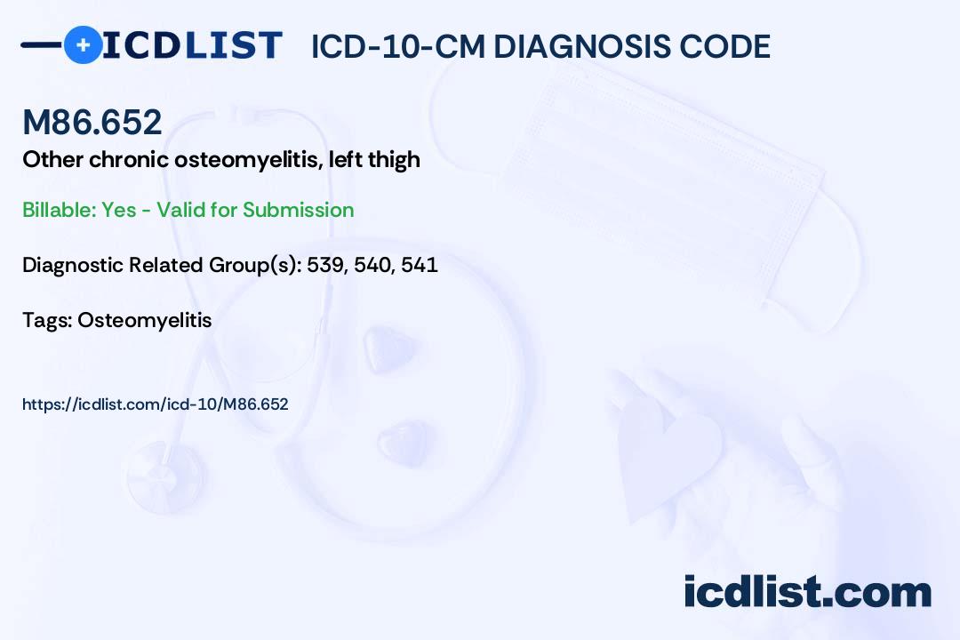 ICD-10-CM Diagnosis Code M86.652 - Other chronic osteomyelitis, left thigh