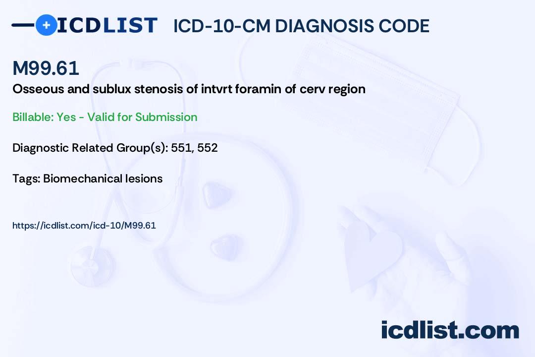 ICD-10-CM Diagnosis Code M99.61 - Osseous and subluxation stenosis of ...