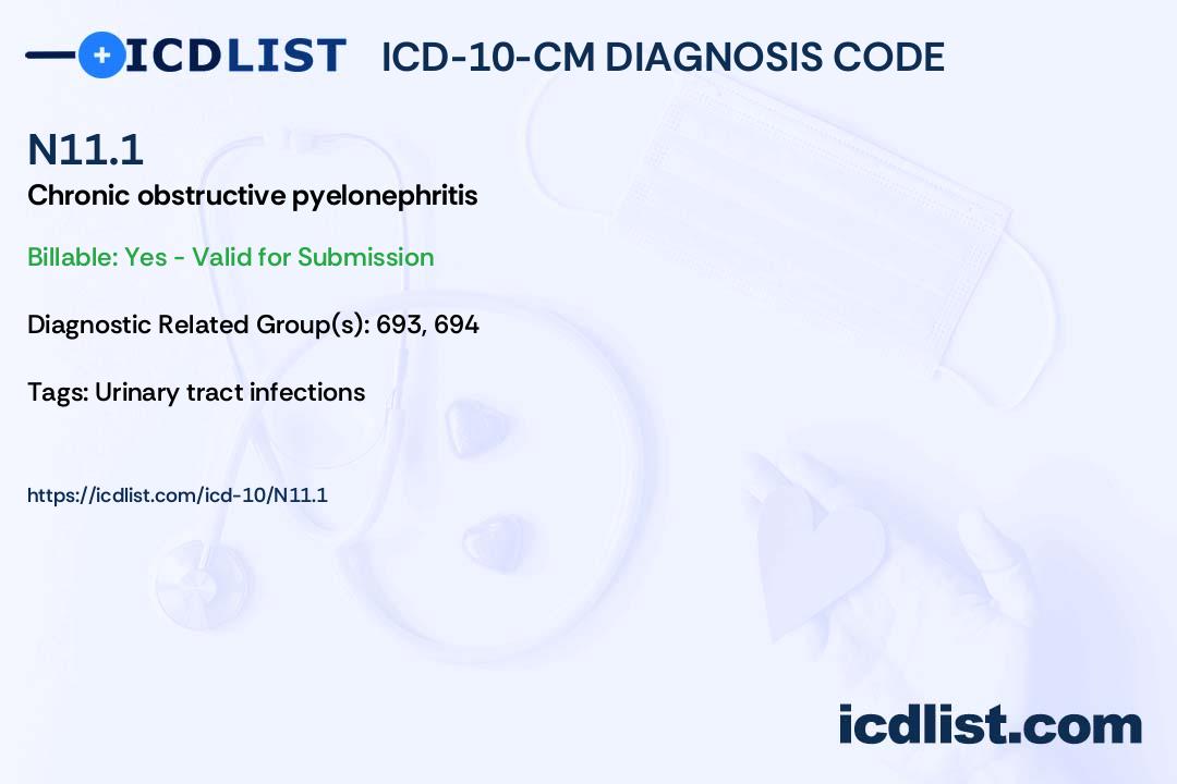 ICD-10-CM Diagnosis Code N11.1 - Chronic obstructive pyelonephritis
