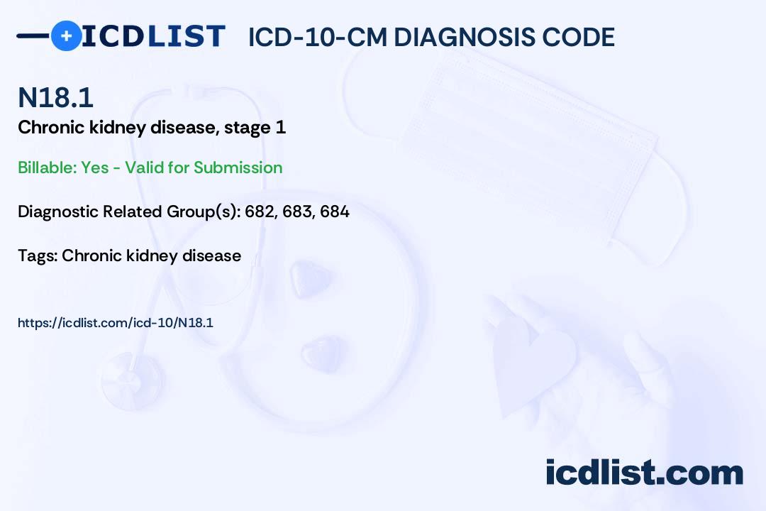 ICD-10-CM Diagnosis Code N18.1 - Chronic kidney disease, stage 1