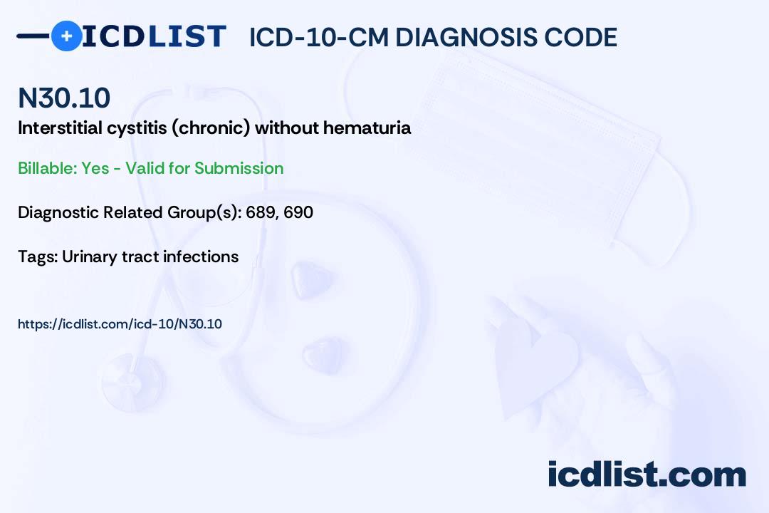 ICD-10-CM Diagnosis Code N30.10 - Interstitial cystitis (chronic ...