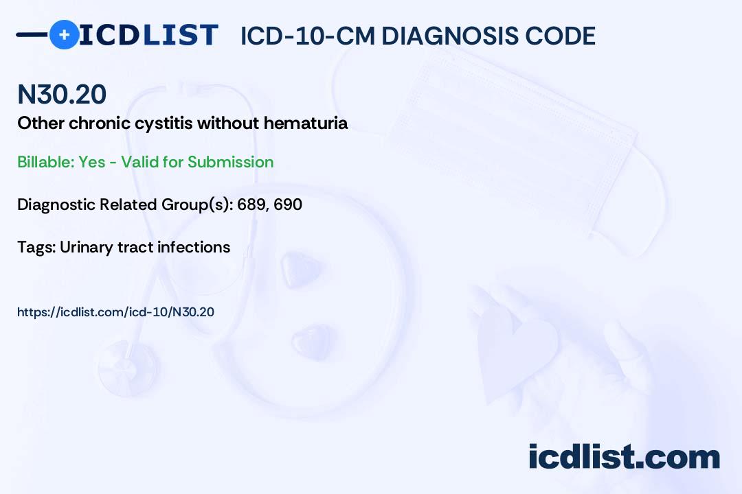 ICD-10-CM Diagnosis Code N30.20 - Other chronic cystitis without hematuria