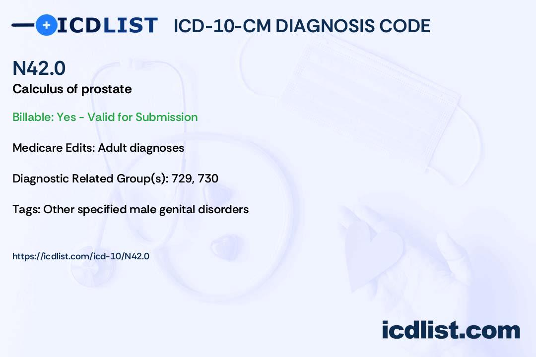 ICD-10-CM Diagnosis Code N42.0 - Calculus of prostate