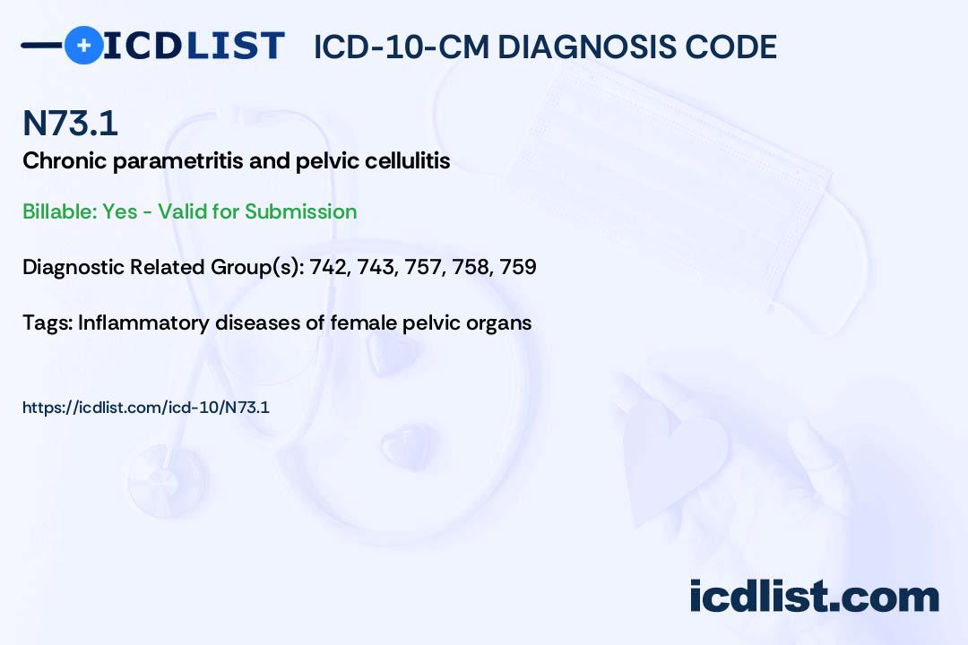 ICD-10-CM Diagnosis Code N73.1 - Chronic parametritis and pelvic cellulitis