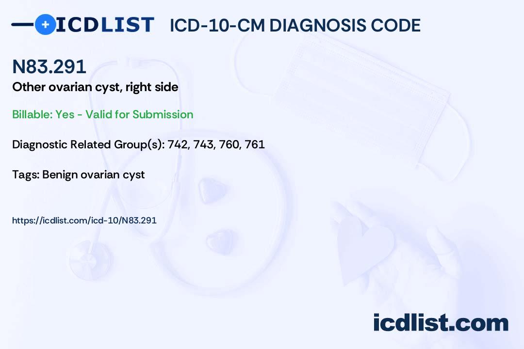 ICD 10 CM Diagnosis Code N83 291 Other Ovarian Cyst Right Side