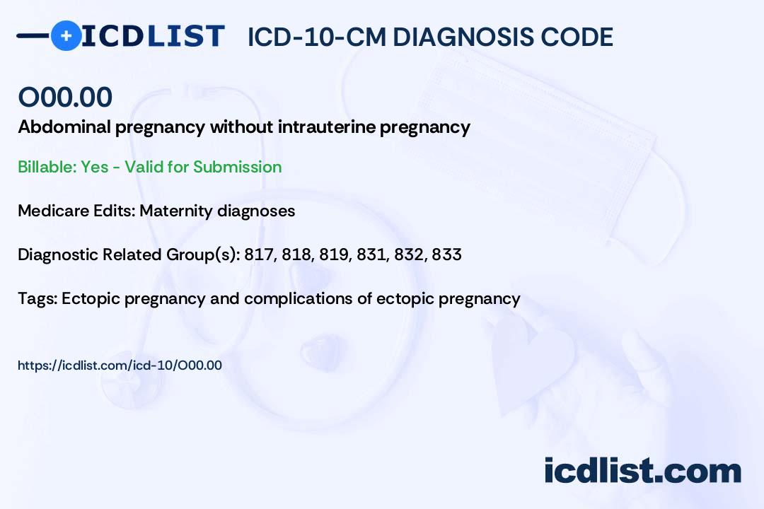 ICD-10-CM Diagnosis Code O00.00 - Abdominal pregnancy without ...