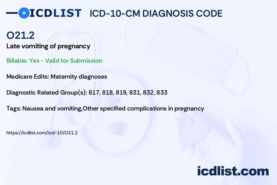 ICD-10-CM Diagnosis Code O21.2 - Late vomiting of pregnancy