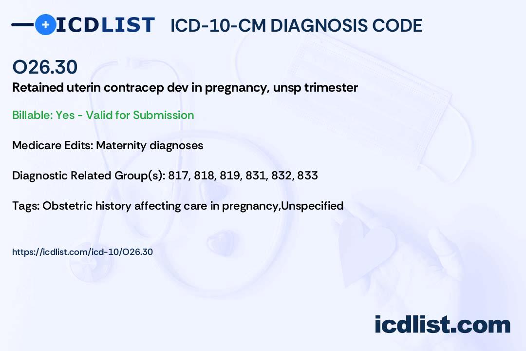 ICD-10-CM Diagnosis Code O26.30 - Retained intrauterine contraceptive ...