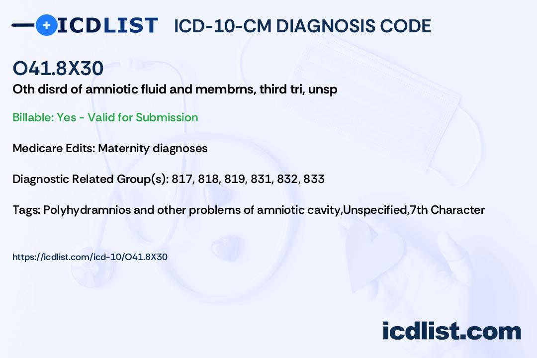 ICD-10-CM Diagnosis Code O41.8X30 - Other specified disorders of ...