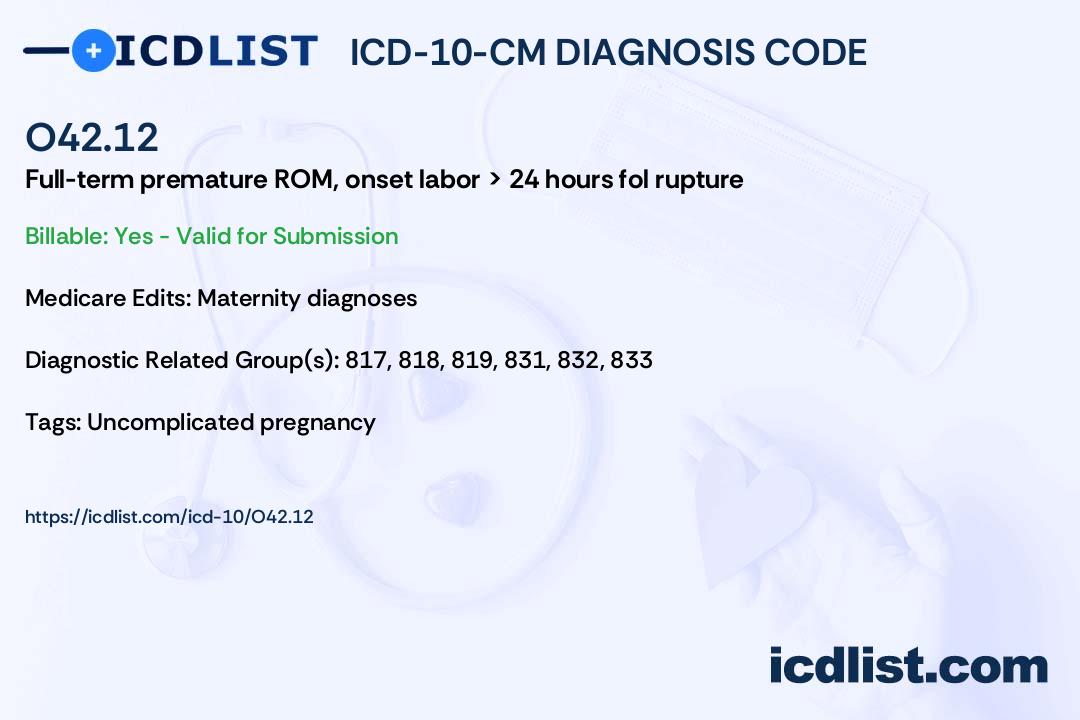 ICD-10-CM Diagnosis Code O42.12 - Full-term premature rupture of ...