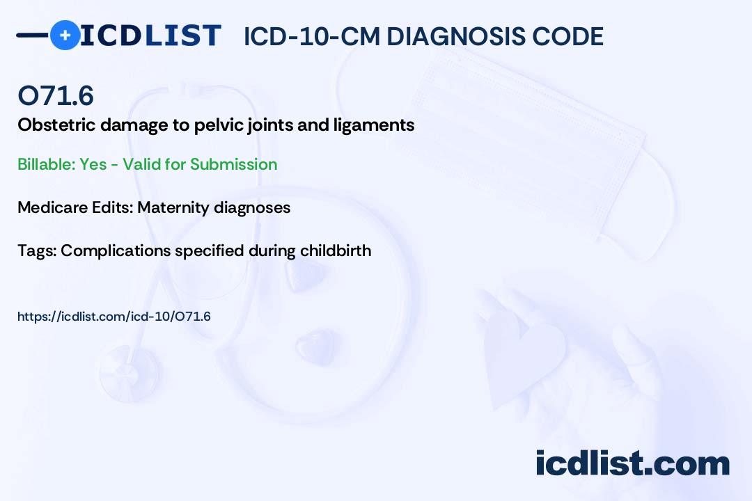 ICD-10-CM Diagnosis Code O71.6 - Obstetric damage to pelvic joints and ...