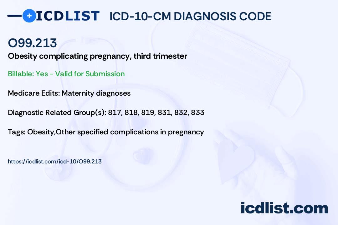 ICD-10-CM Diagnosis Code O99.213 - Obesity complicating pregnancy ...