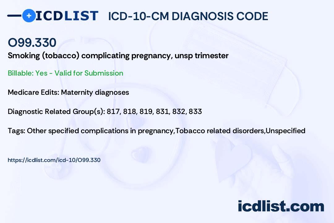 ICD-10-CM Diagnosis Code O99.330 - Smoking (tobacco) complicating ...