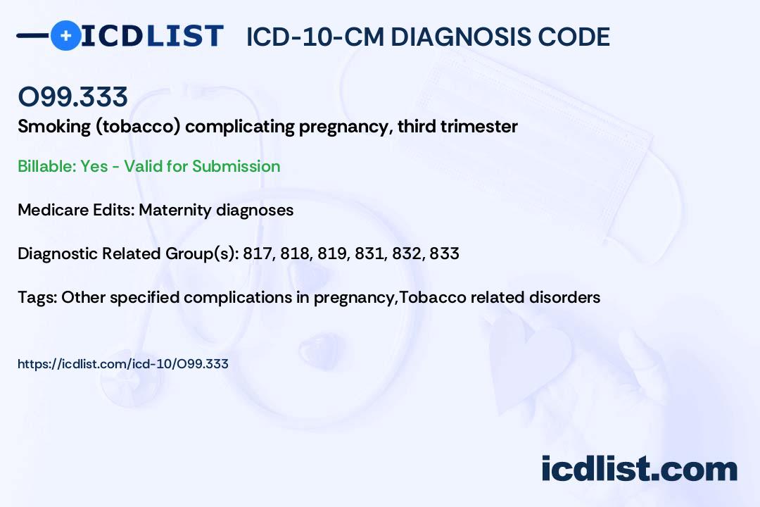 ICD-10-CM Diagnosis Code O99.333 - Smoking (tobacco) complicating ...