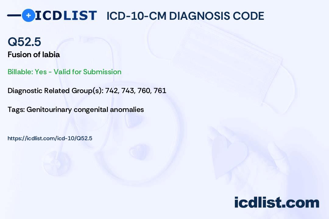 ICD-10-CM Diagnosis Code Q52.5 - Fusion of labia