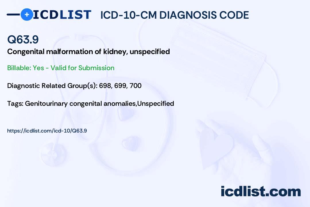 ICD-10-CM Diagnosis Code Q63.9 - Congenital malformation of kidney ...