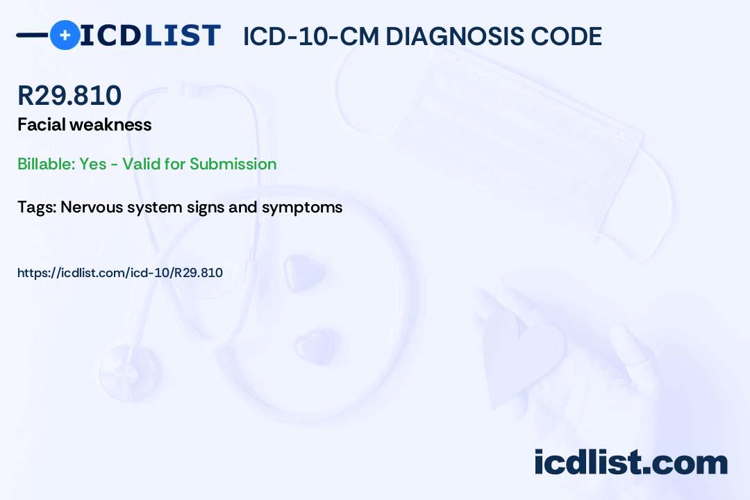 ICD-10-CM Diagnosis Code R29.810 - Facial weakness