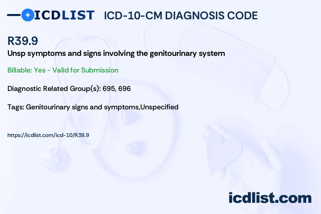 ICD-10-CM Diagnosis Code R39.9 - Unspecified symptoms and signs ...