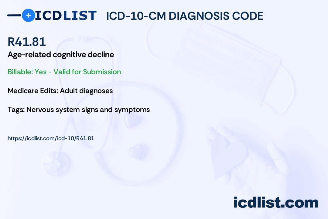 ICD 10 CM Diagnosis Code R41 81 Age related Cognitive Decline