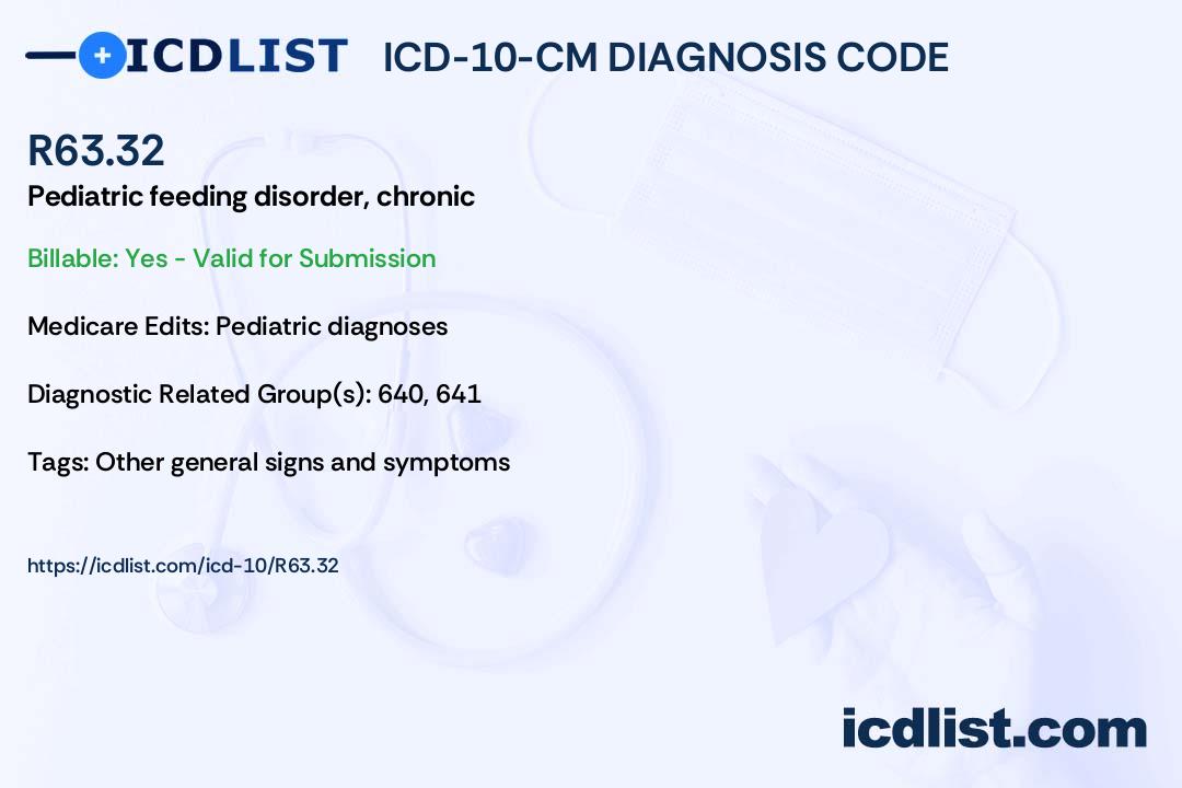 ICD-10-CM Diagnosis Code R63.32 - Pediatric feeding disorder, chronic