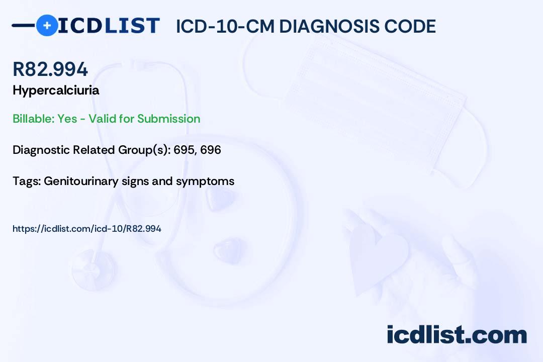 ICD-10-CM Diagnosis Code R82.994 - Hypercalciuria