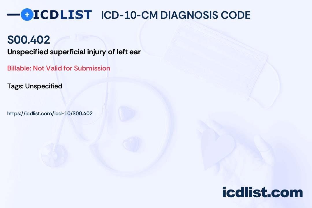 ICD-10-CM Diagnosis Code S00.402 - Unspecified superficial injury of ...
