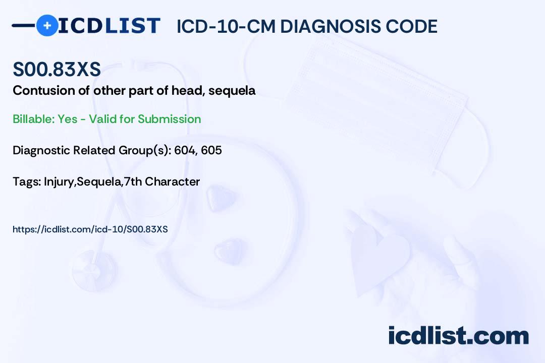ICD-10-CM Diagnosis Code S00.83XS - Contusion of other part of head ...