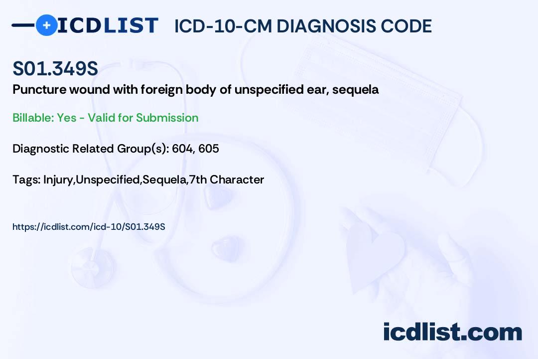 ICD 10 CM Diagnosis Code S01 349S Puncture Wound With Foreign Body Of