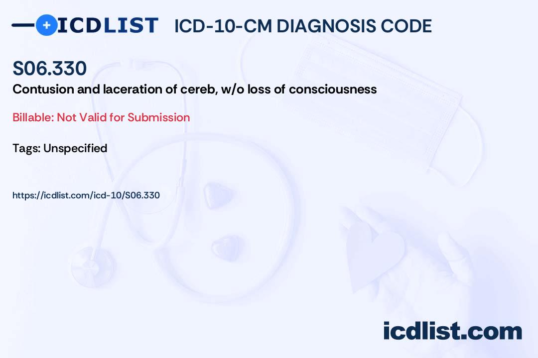 ICD-10-CM Diagnosis Code S06.330 - Contusion and laceration of cerebrum ...