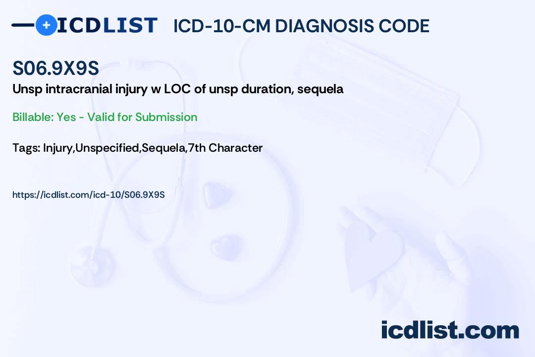 ICD-10-CM Diagnosis Code S06.9X9S - Unspecified intracranial injury ...