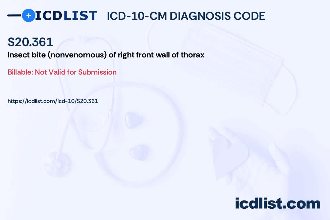 ICD-10-CM Diagnosis Code S20.361 - Insect bite (nonvenomous) of right ...