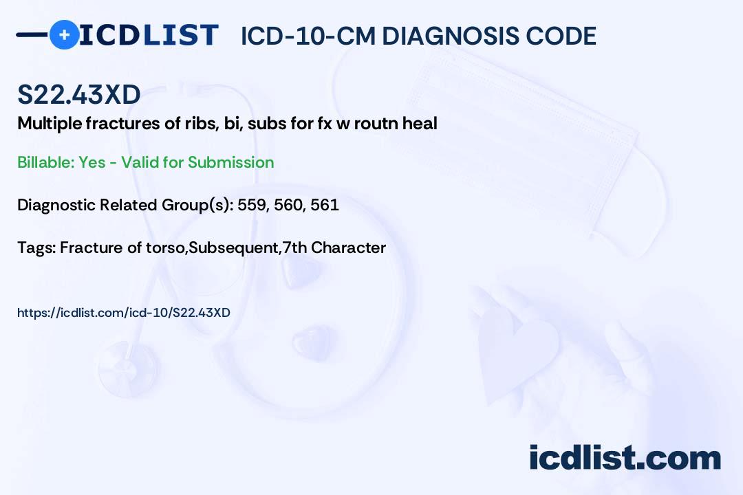 ICD-10-CM Diagnosis Code S22.43XD - Multiple fractures of ribs ...