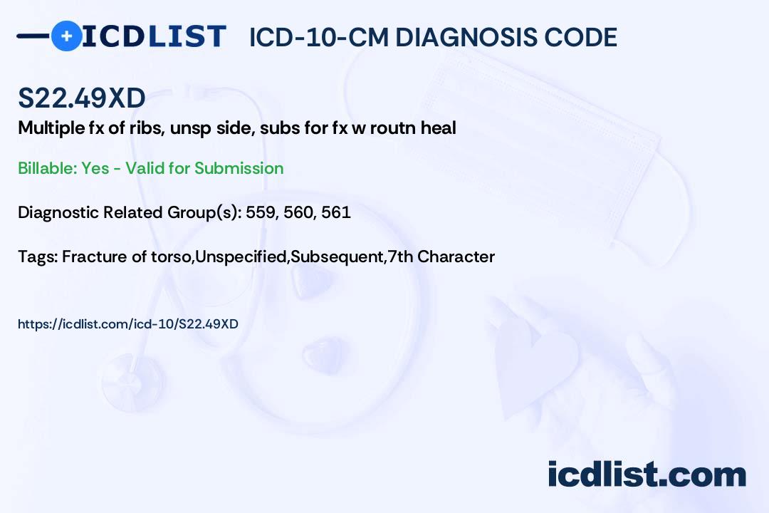 ICD-10-CM Diagnosis Code S22.49XD - Multiple fractures of ribs ...