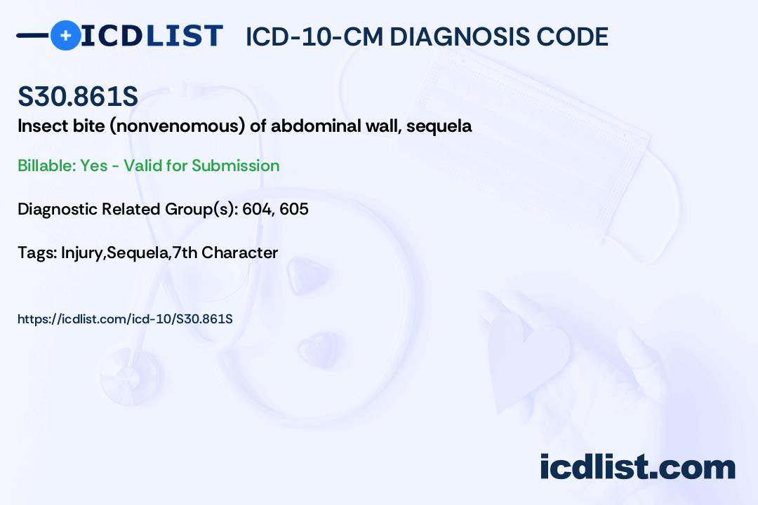 ICD-10-CM Diagnosis Code S30.861S - Insect bite (nonvenomous) of ...
