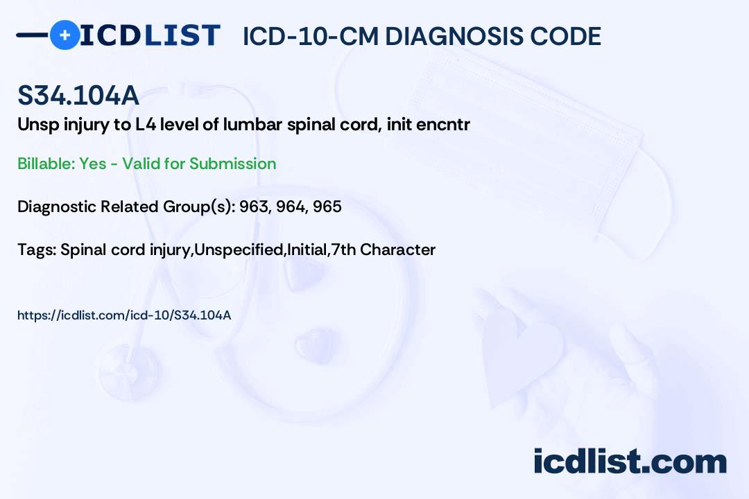 ICD-10-CM Diagnosis Code S34.104A - Unspecified injury to L4 level of ...