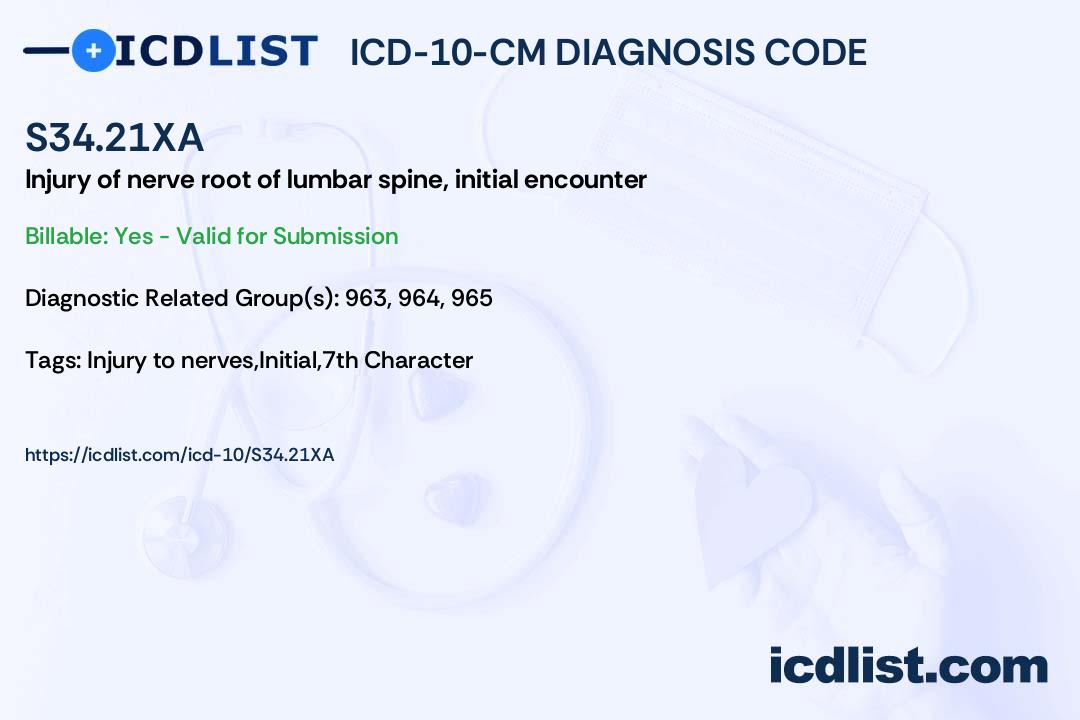 ICD-10-CM Diagnosis Code S34.21XA - Injury of nerve root of lumbar ...