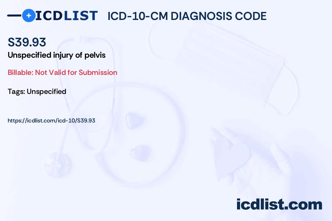ICD-10-CM Diagnosis Code S39.93 - Unspecified injury of pelvis