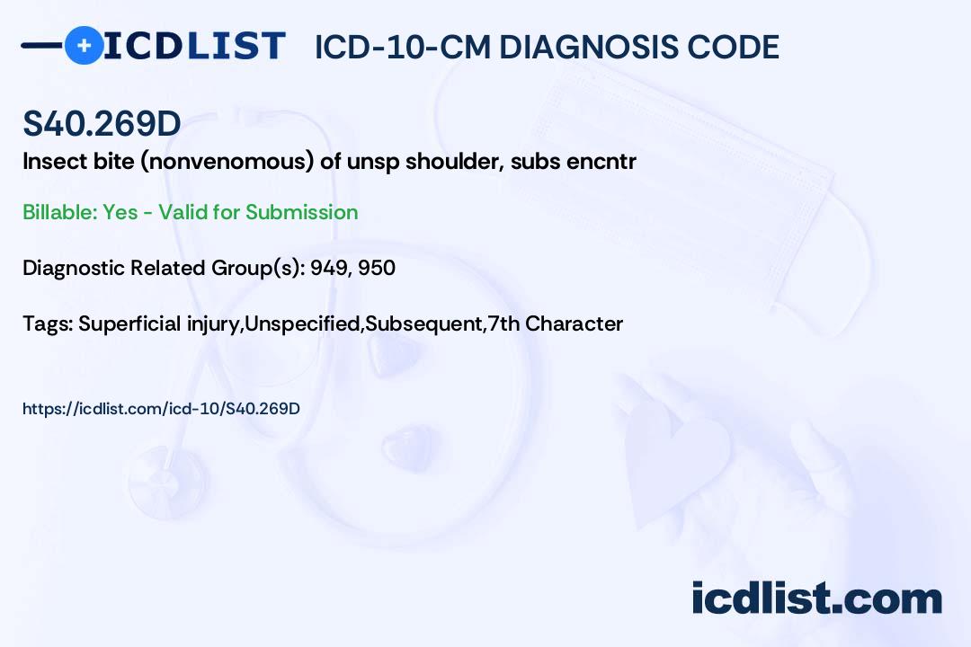 ICD-10-CM Diagnosis Code S40.269D - Insect bite (nonvenomous) of ...