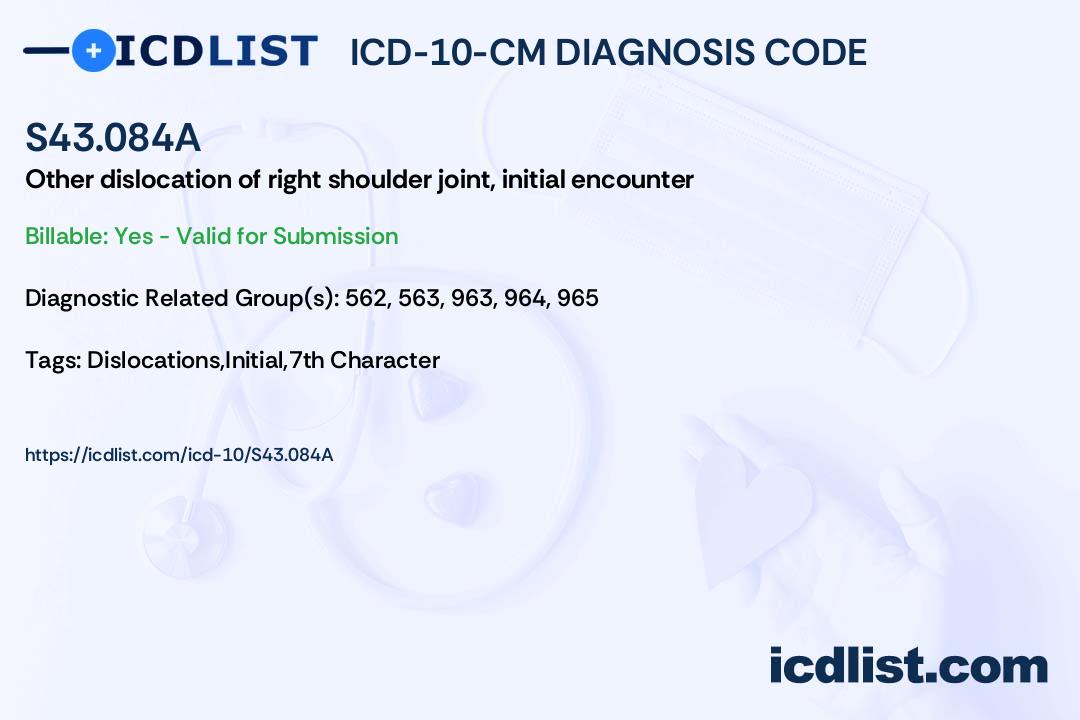 ICD-10-CM Diagnosis Code S43.084A - Other dislocation of right shoulder ...