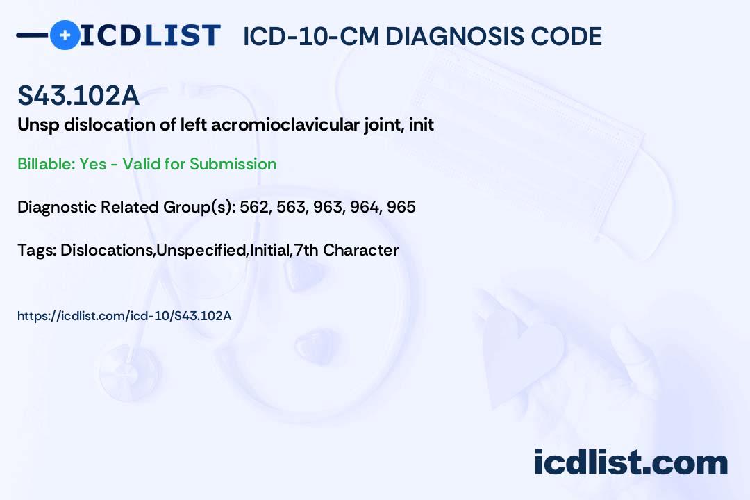 ICD-10-CM Diagnosis Code S43.102A - Unspecified dislocation of left ...
