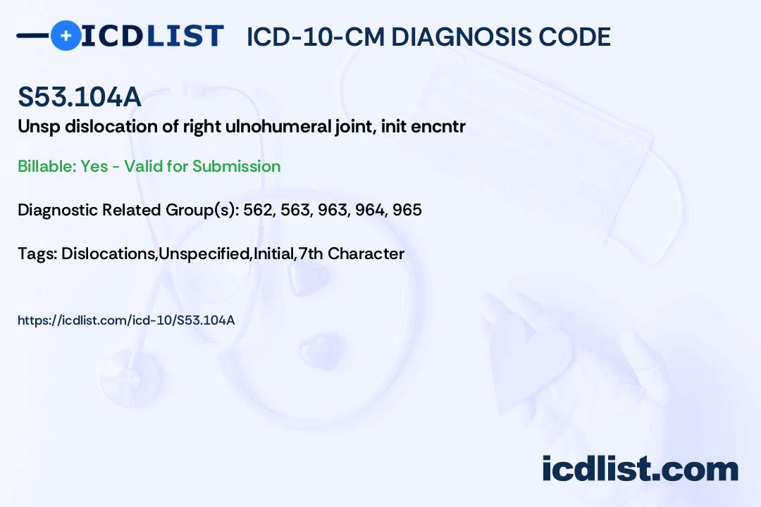 ICD-10-CM Diagnosis Code S53.104A - Unspecified dislocation of right ...
